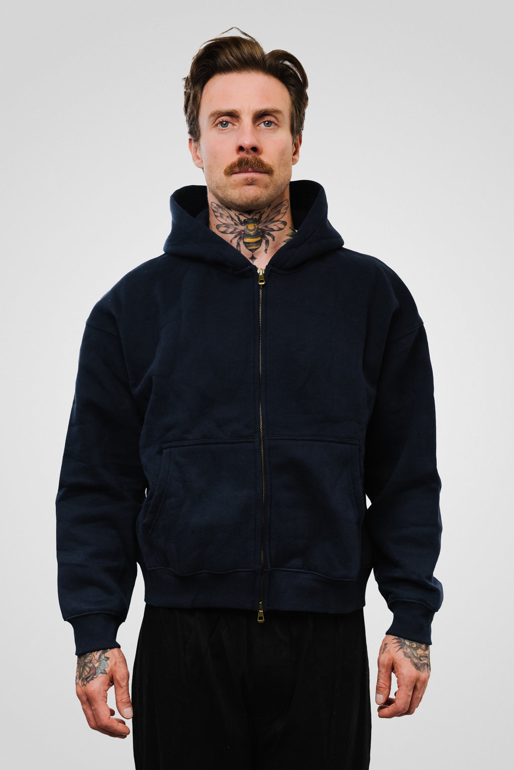 BASIC BLUE BOXY ZIP HOODIE - Shoebuya Design