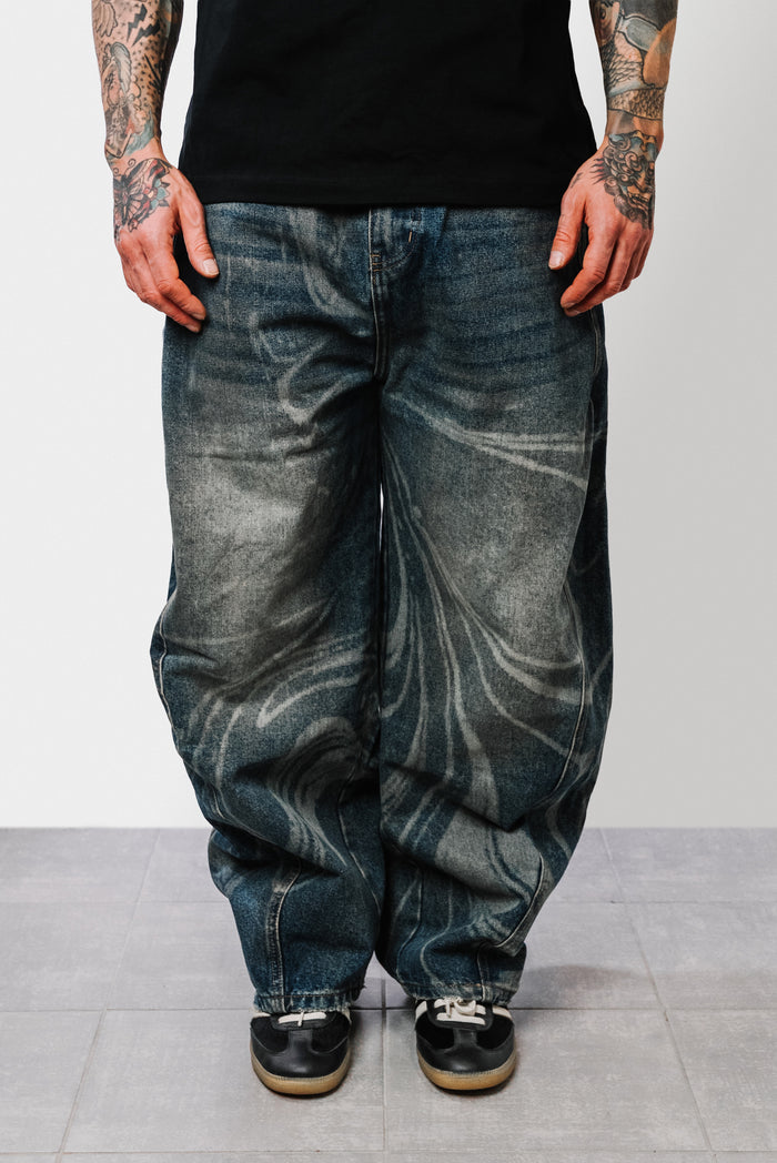 WHASED-OUT CURVE LINES BALOON DENIM - Shoebuya Design