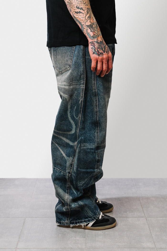 WHASED-OUT CURVE LINES BALOON DENIM - Shoebuya Design