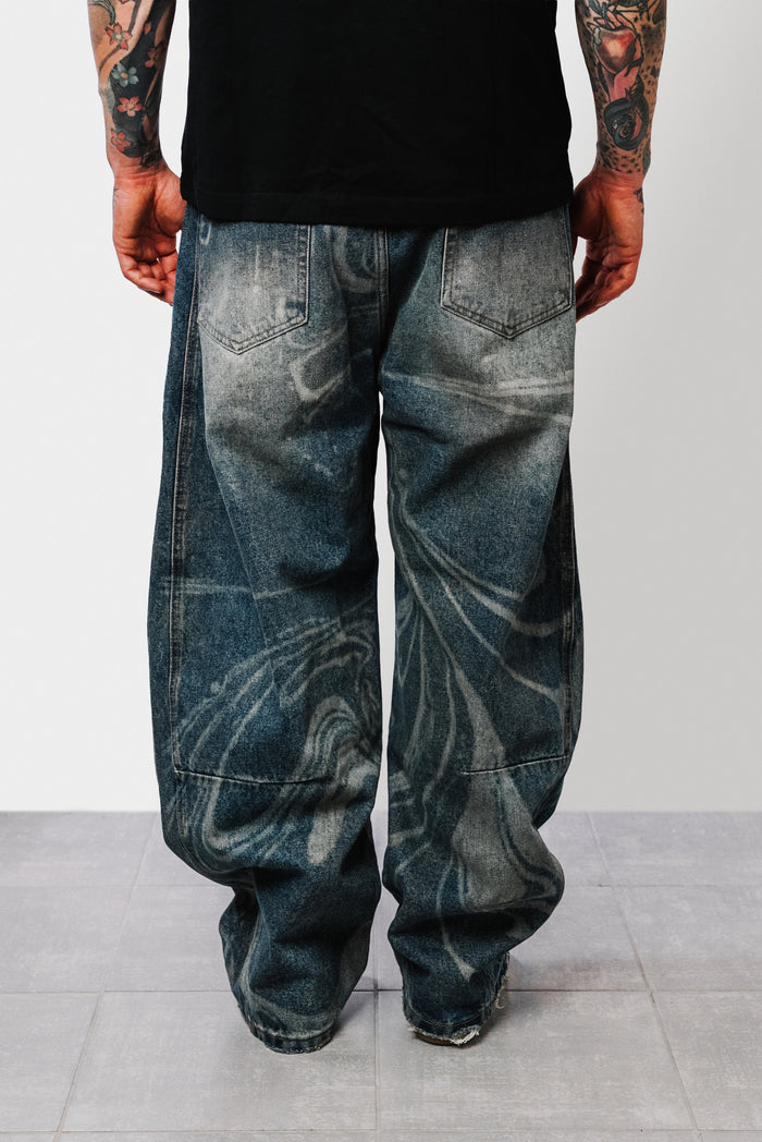 WHASED-OUT CURVE LINES BALOON DENIM - Shoebuya Design